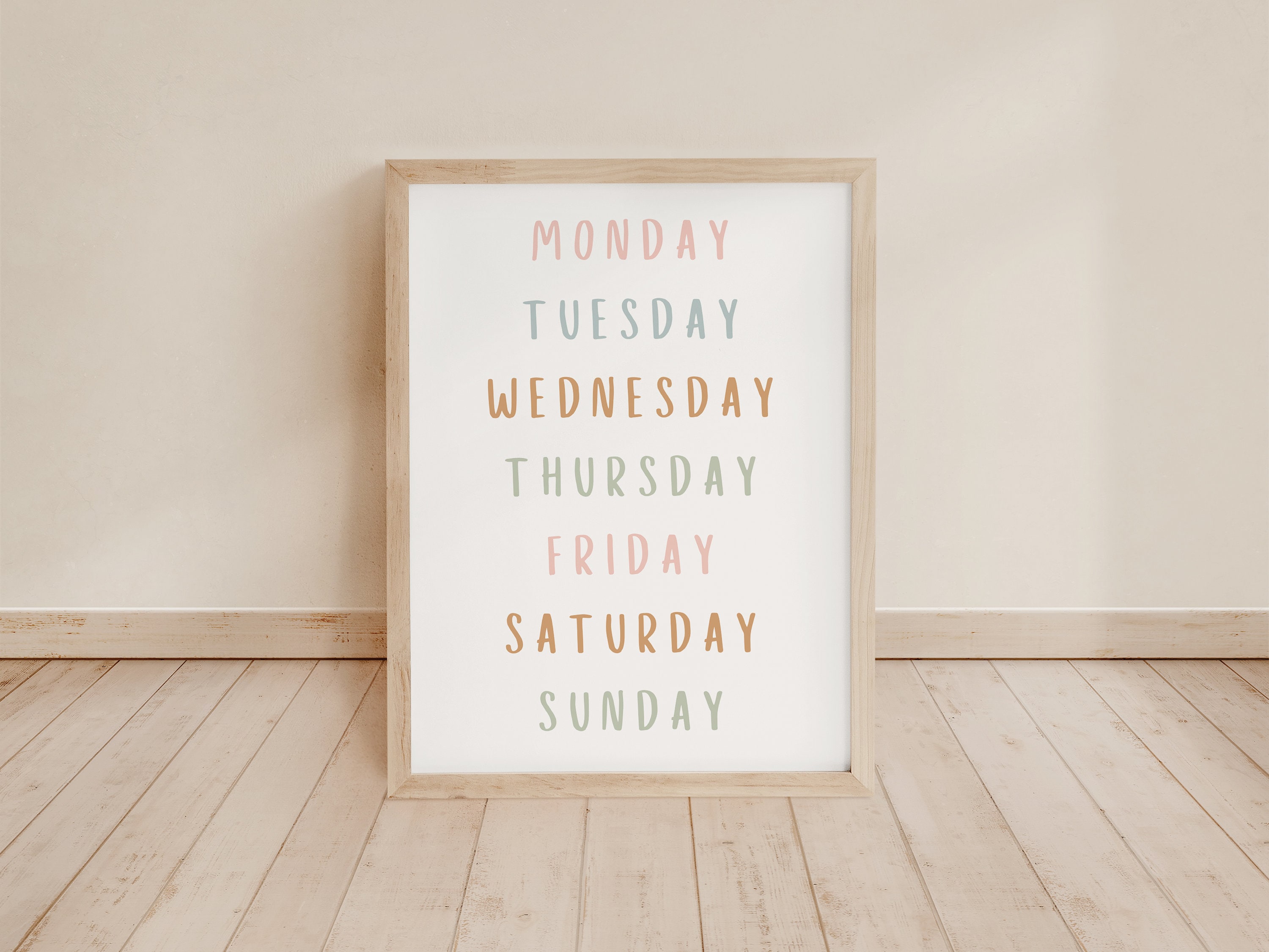 Days of the Week, Educational Learning Printable , Children Room Decor ...