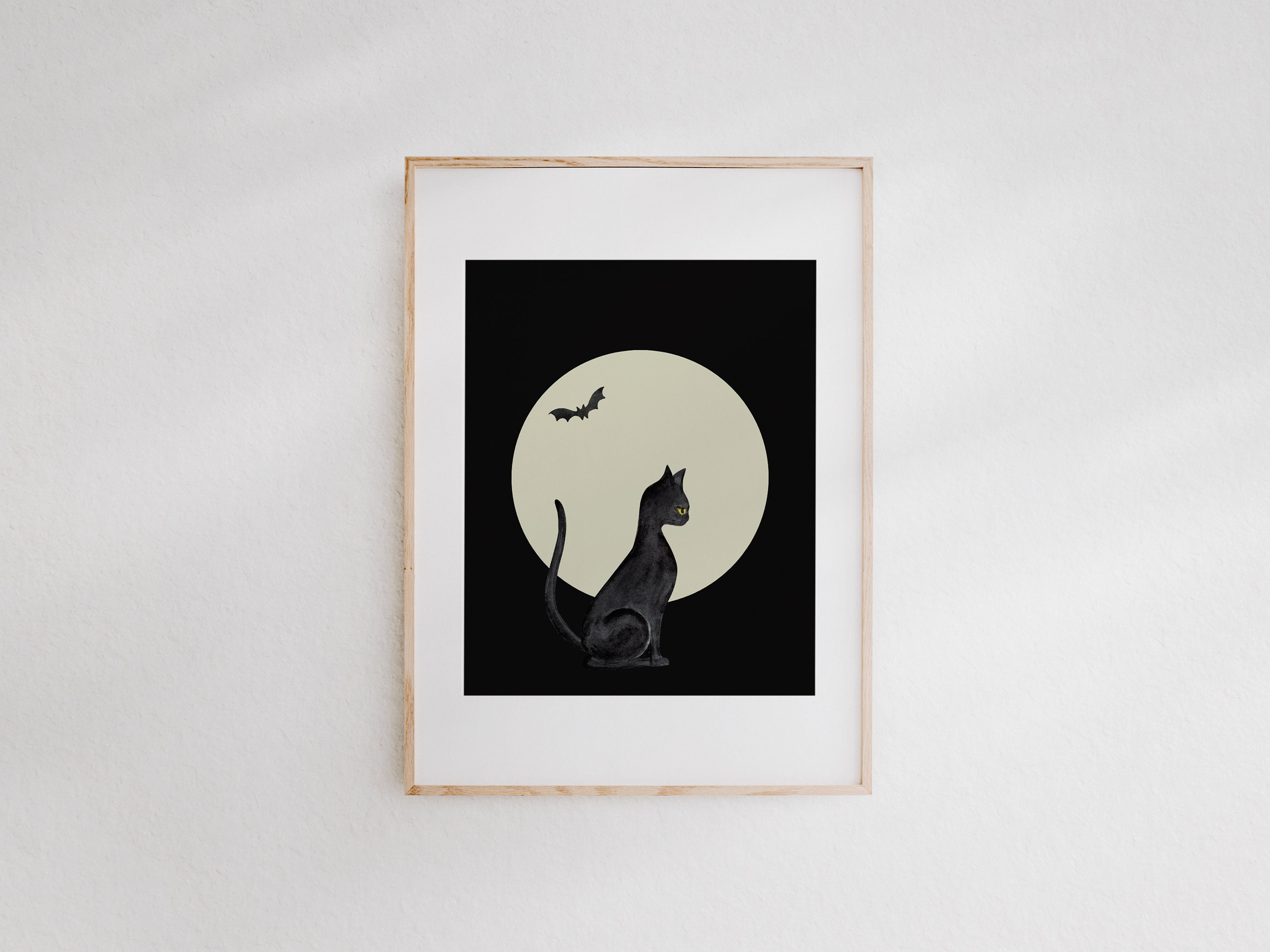 Black Cat, Full Moon, Happy Halloween, Fall Decor, Halloween Printable ...