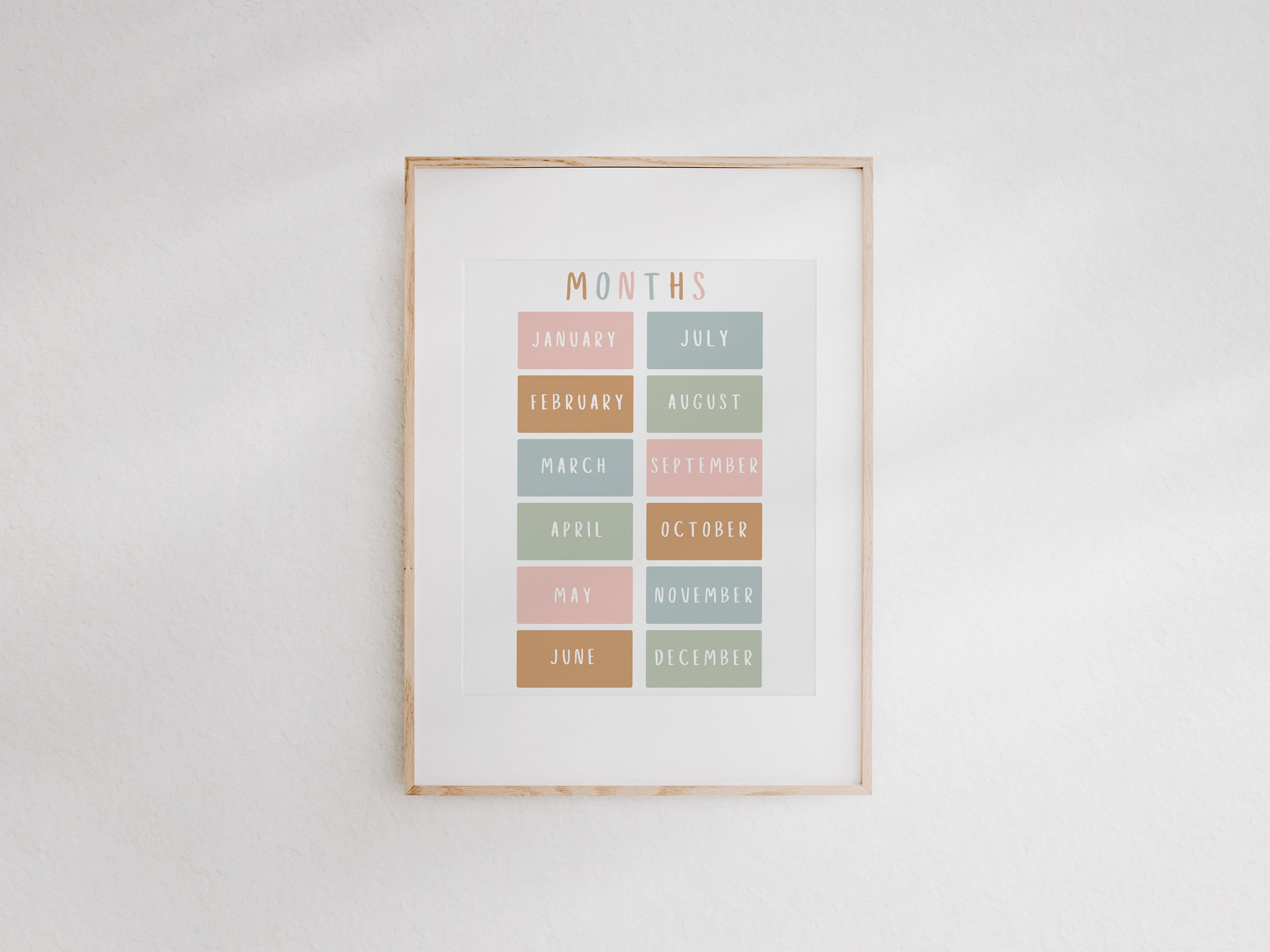 Months Chart, Educational Learning Printable , Children Room Decor ...