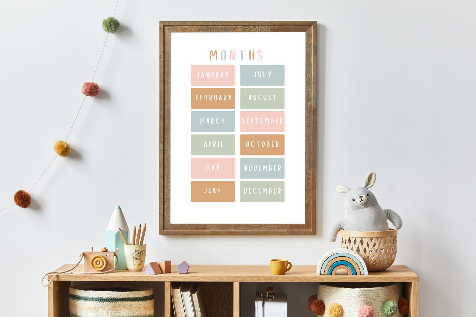Months Chart, Educational Learning Printable , Children Room Decor ...