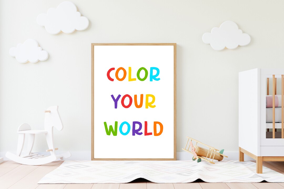 Color Your World, Love, Rainbow Word Art, Playroom Art, Playroom ...