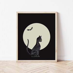 Black Cat, Full Moon, Happy Halloween, Fall Decor, Halloween Printable ...