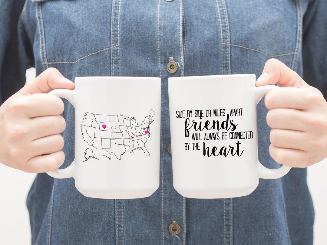 Friendship Long Distance Map BFF Friends Best Friend Coffee - Etsy