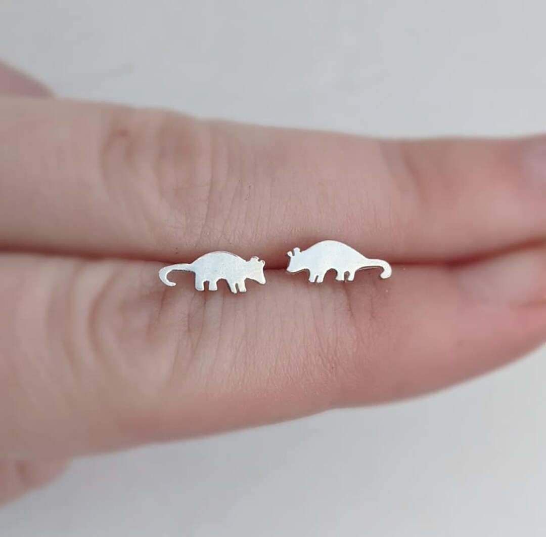 Sterling Silver Opossum Stud Earrings, Jewelry. Animal, Possum, Scary ...
