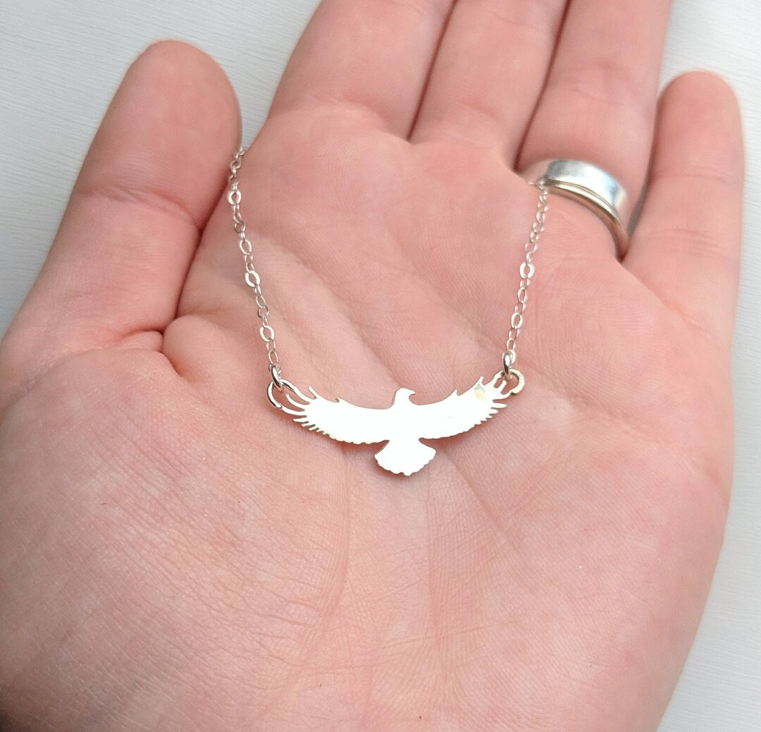 Eagle Necklace, Sterling Silver, Bald Eagle Jewelry, Patriotic, USA ...