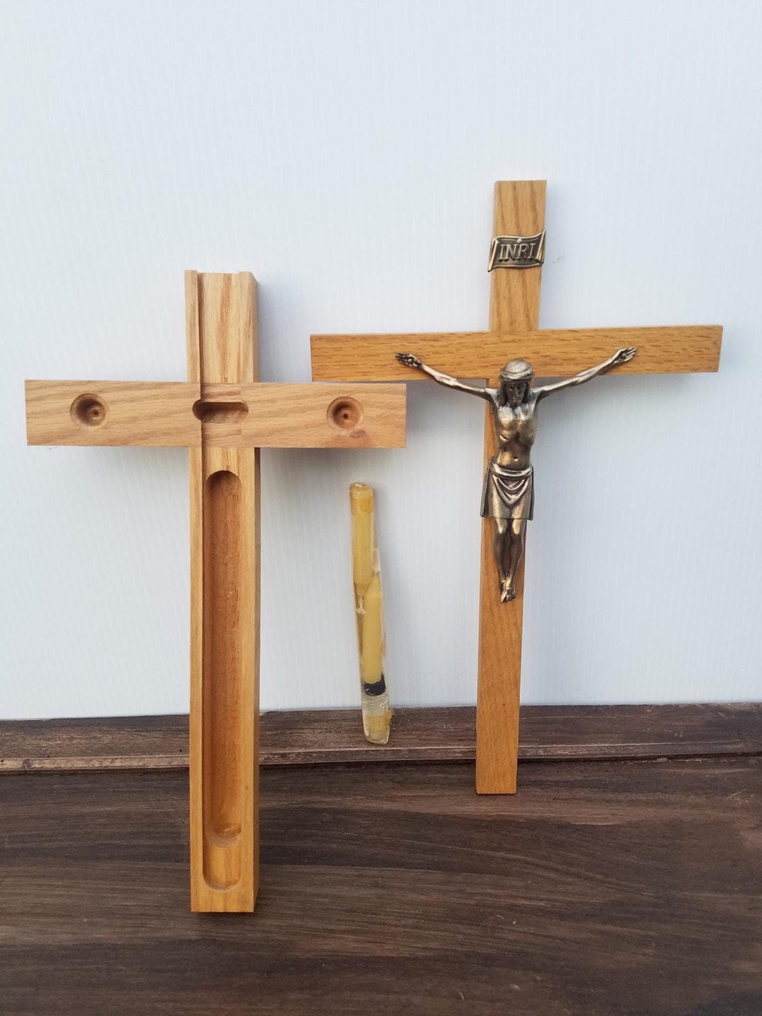 Vintage INRI Catholic Complete Last Rites Wood Sick Call Cross Jesus ...