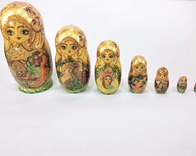 Vintage Nesting Dolls 7 Piece Fairy Tale 8" Tall Artist Signed - Etsy