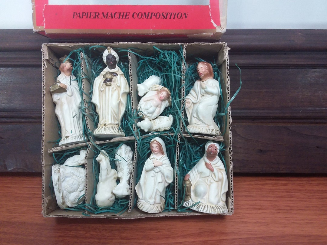 Japan Nativity Scene Papier Mache Figures Hand Painted Faces - Etsy