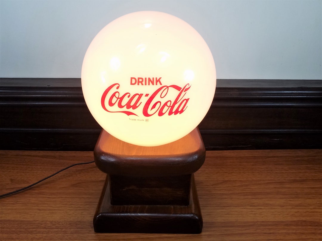 Drink Coca-cola Table Lamp 8 Milk Glass Globe Wood Base 14 Tall - Etsy