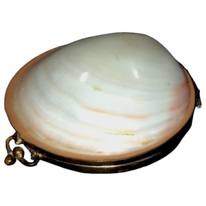 Vintage Clam Shell Hinged Coin Change Purse Trinket Holder or Ring ...