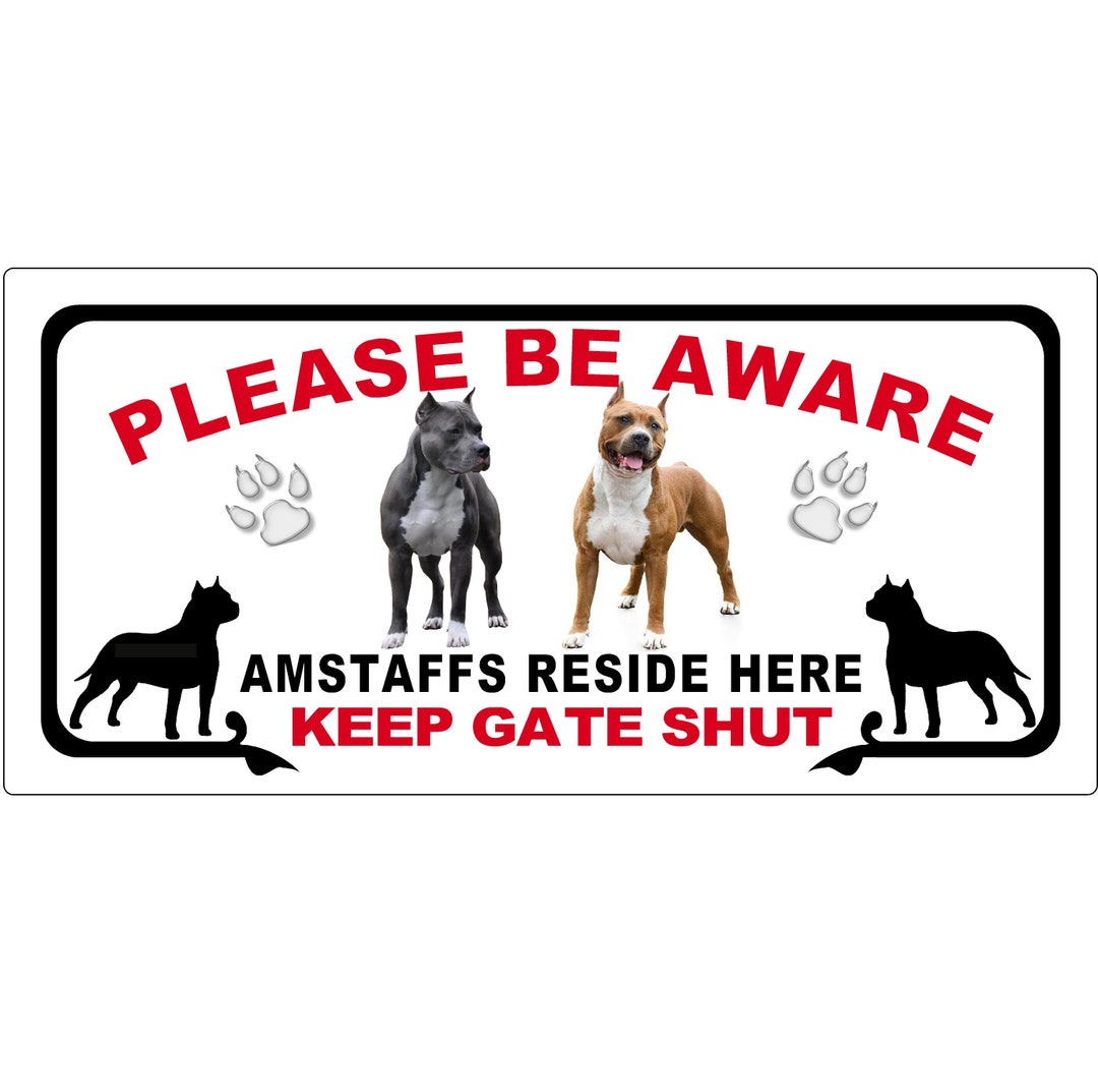 American Staffy Guard Dog Sign, Beware of the Dog Printed Metal Sign - Etsy