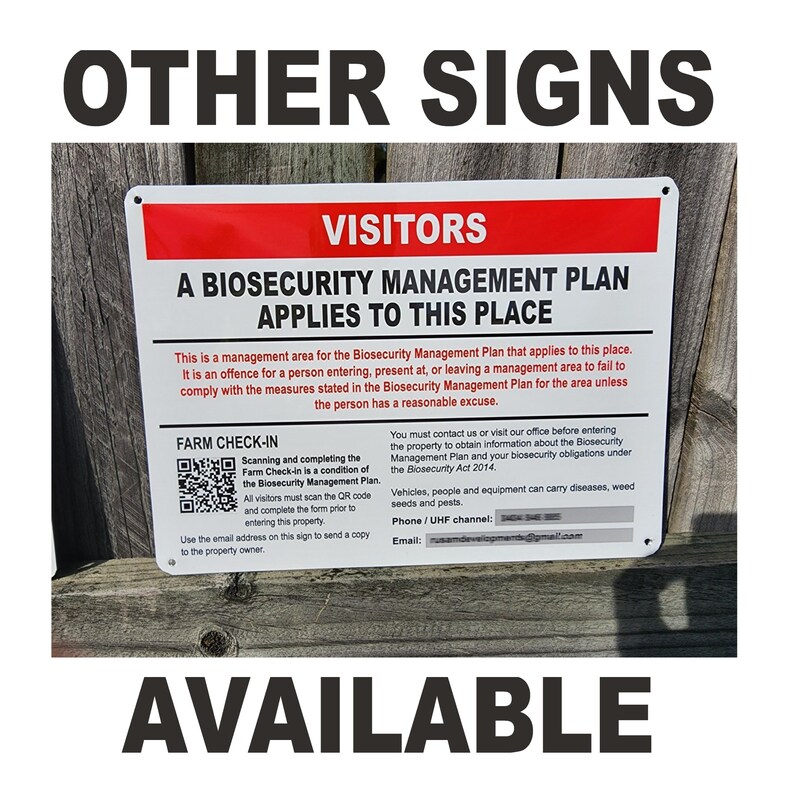 Biosecurity Farm Sign Personalised With Phone Number or Any - Etsy