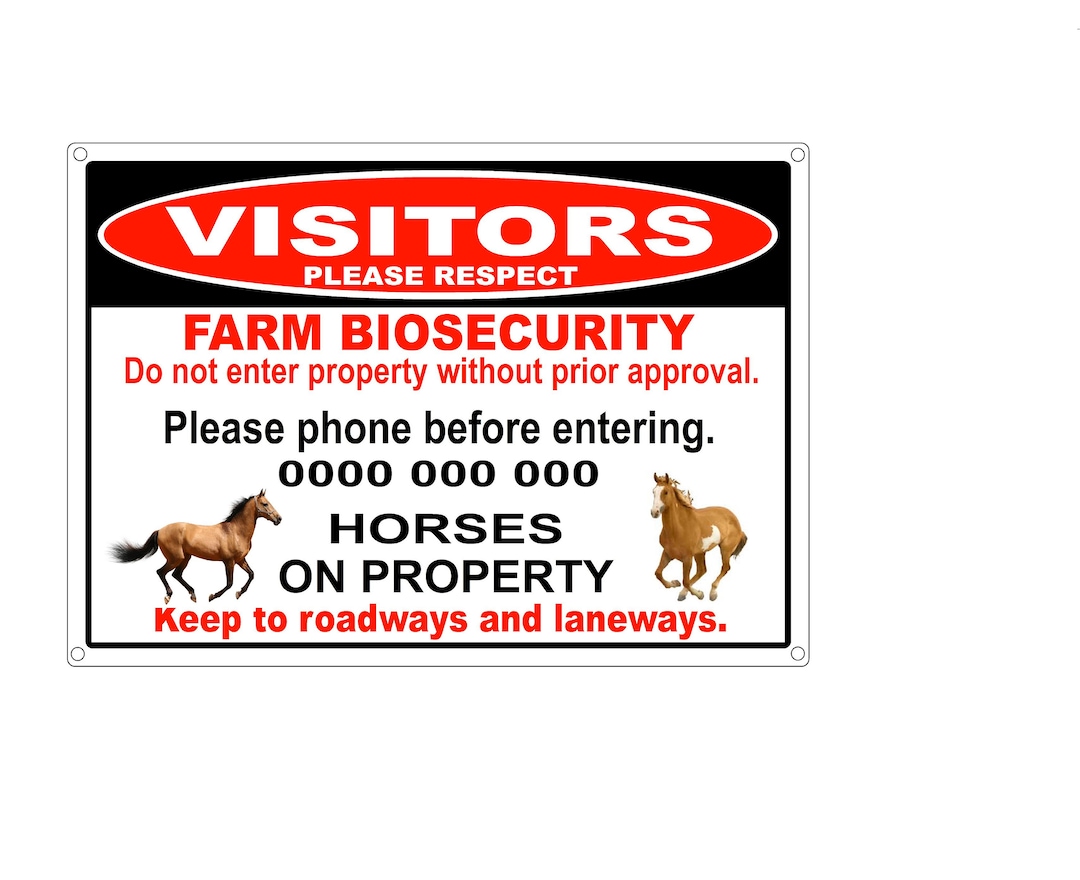 Biosecurity Horses Gate Sign Personalized - Etsy