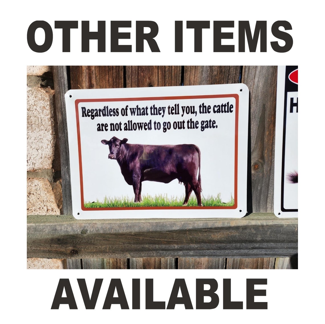 Cattle Grazing Sign Please Close Gate - Etsy