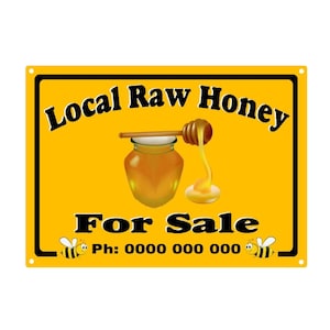Honey for Sale Sign Personalised Beekeeper Local Raw Honey - Etsy