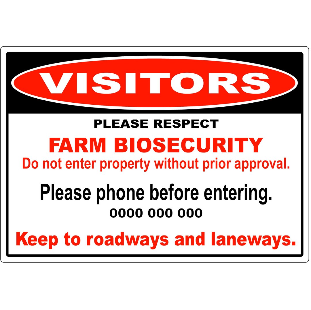 Biosecurity Farm Sign Personalised With Phone Number or Any Other Text ...
