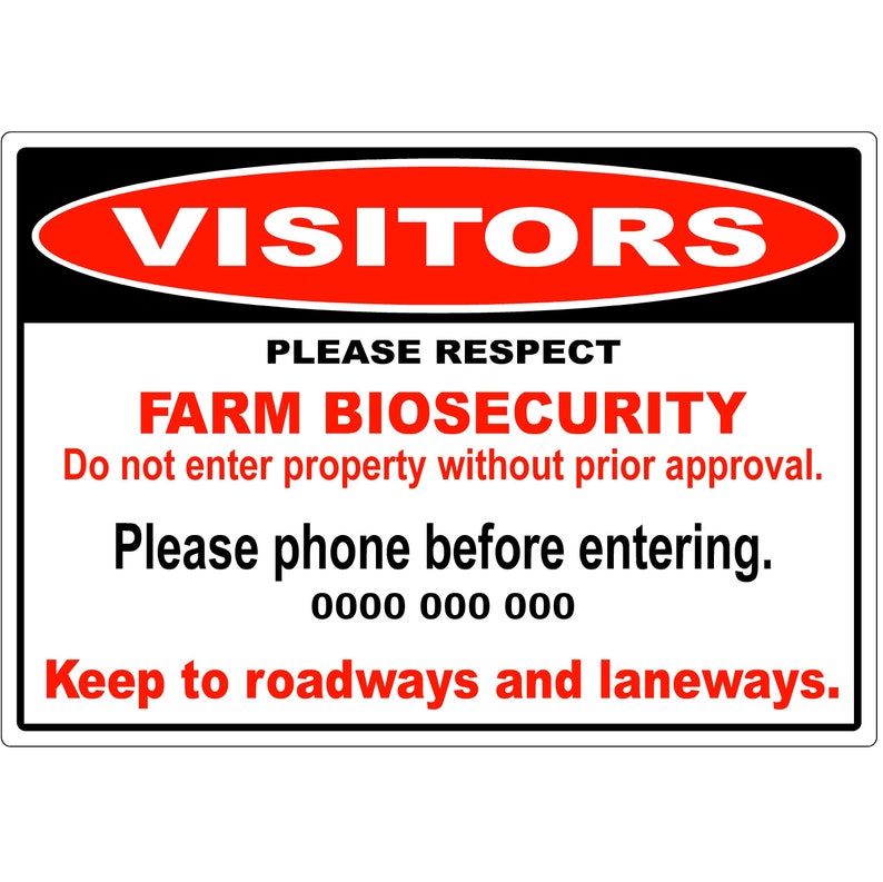 Biosecurity Farm Sign Personalised With Phone Number or Any - Etsy