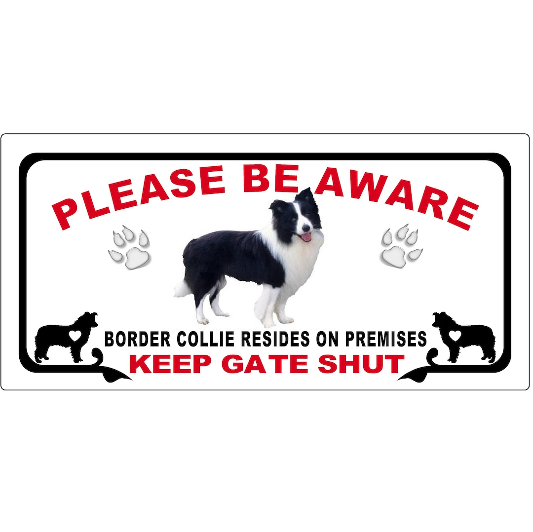 Border Collie , Please Beware of the Dog Printed Metal Sign - Etsy