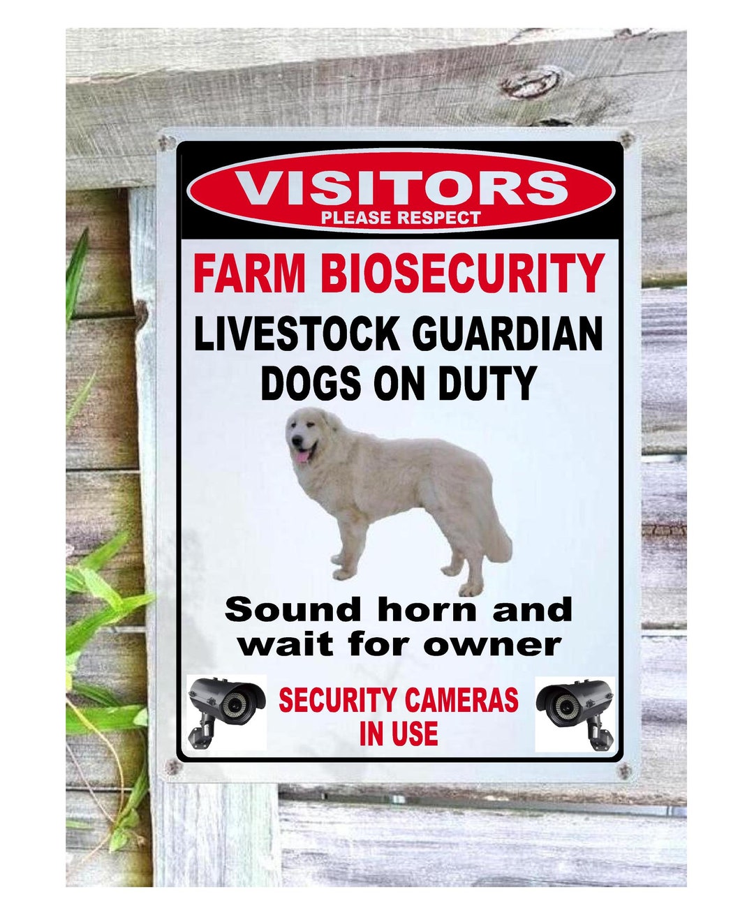 Maremma Live Stock Guardian Biosecurity Sign With Cctv - Etsy