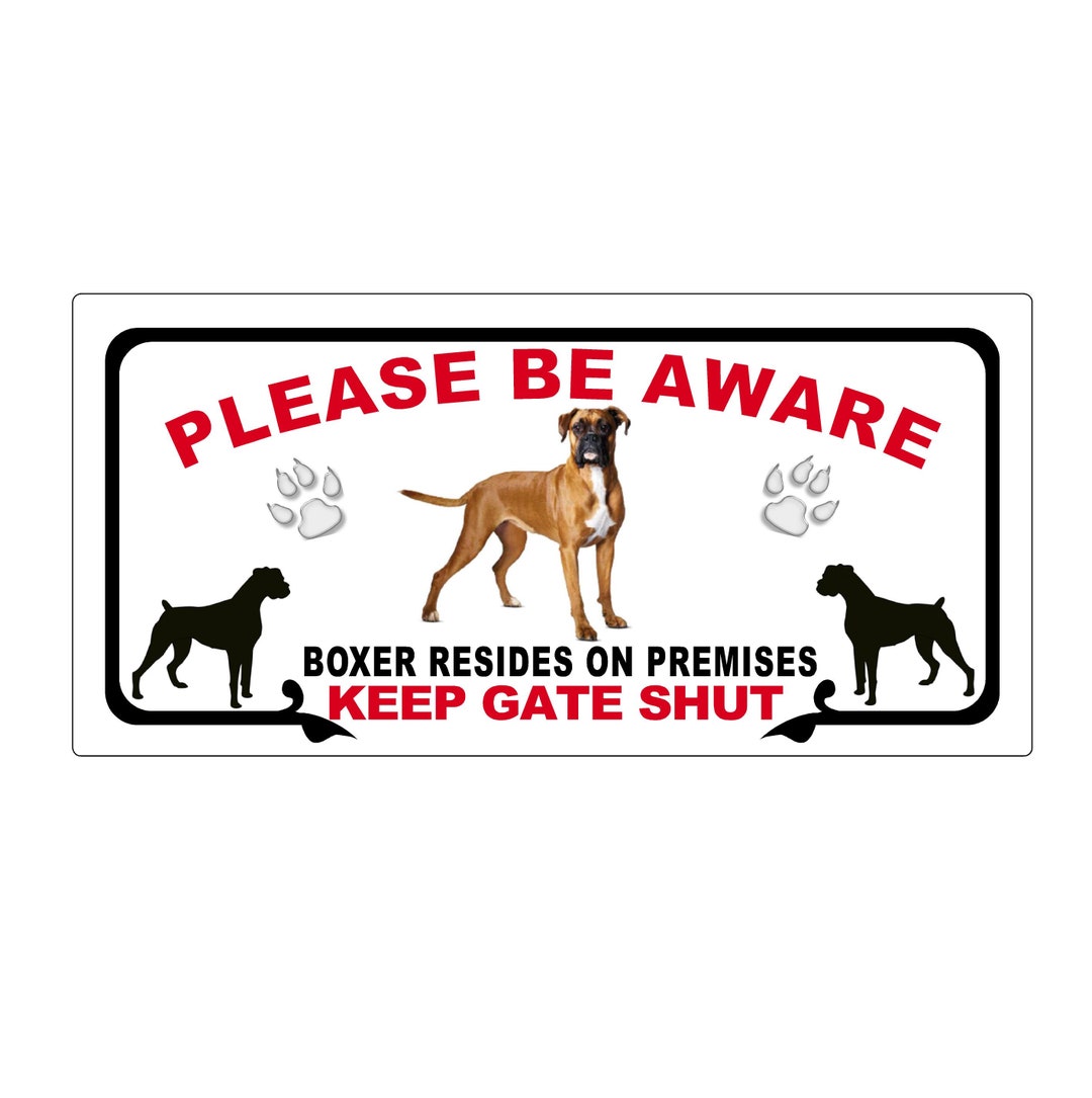 Boxer Guard Dog Sign, Beware of the Dog Printed Metal Sign - Etsy