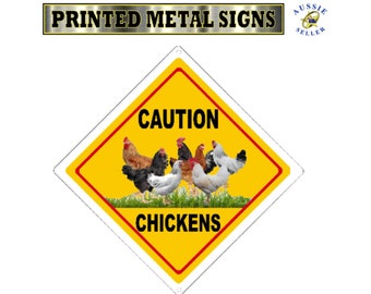 Chicken Xing Mini Metal Yellow Farm Caution Crossing Sign 6x 6 or 12x12 ...