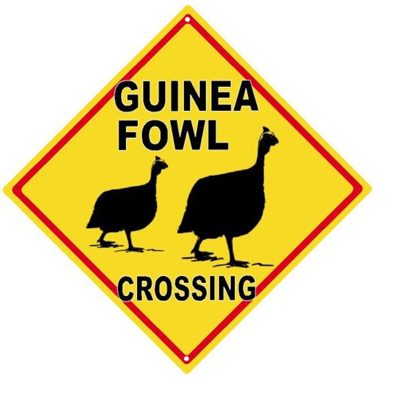 Guinea Fowl yellow crossing sign. | Etsy