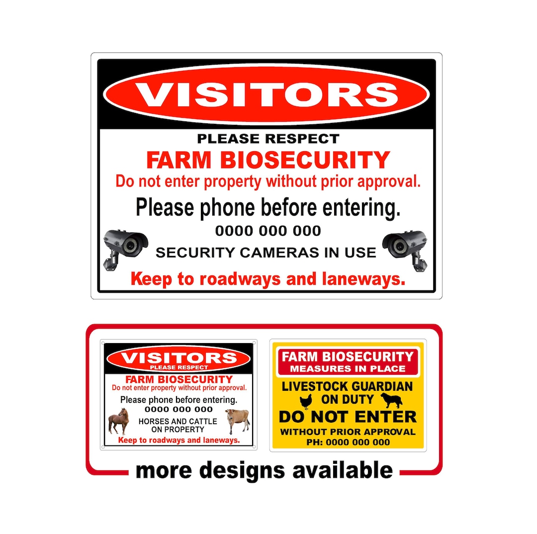 Farm Biosecurity Sign Personalised With Phone Number or Standard - Etsy