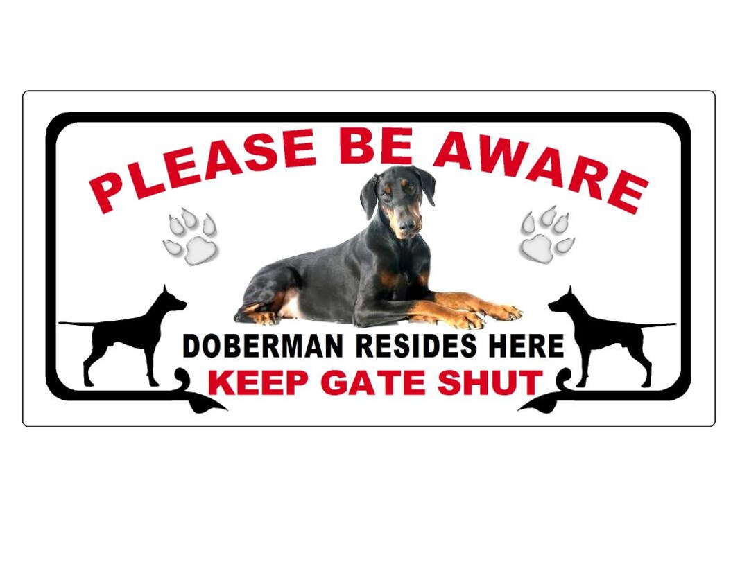 Doberman Photo Sign, Beware of the Dog Printed Metal Sign - Etsy