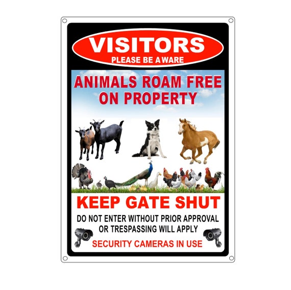 Animals Roam Free Property Gate Sign | Etsy