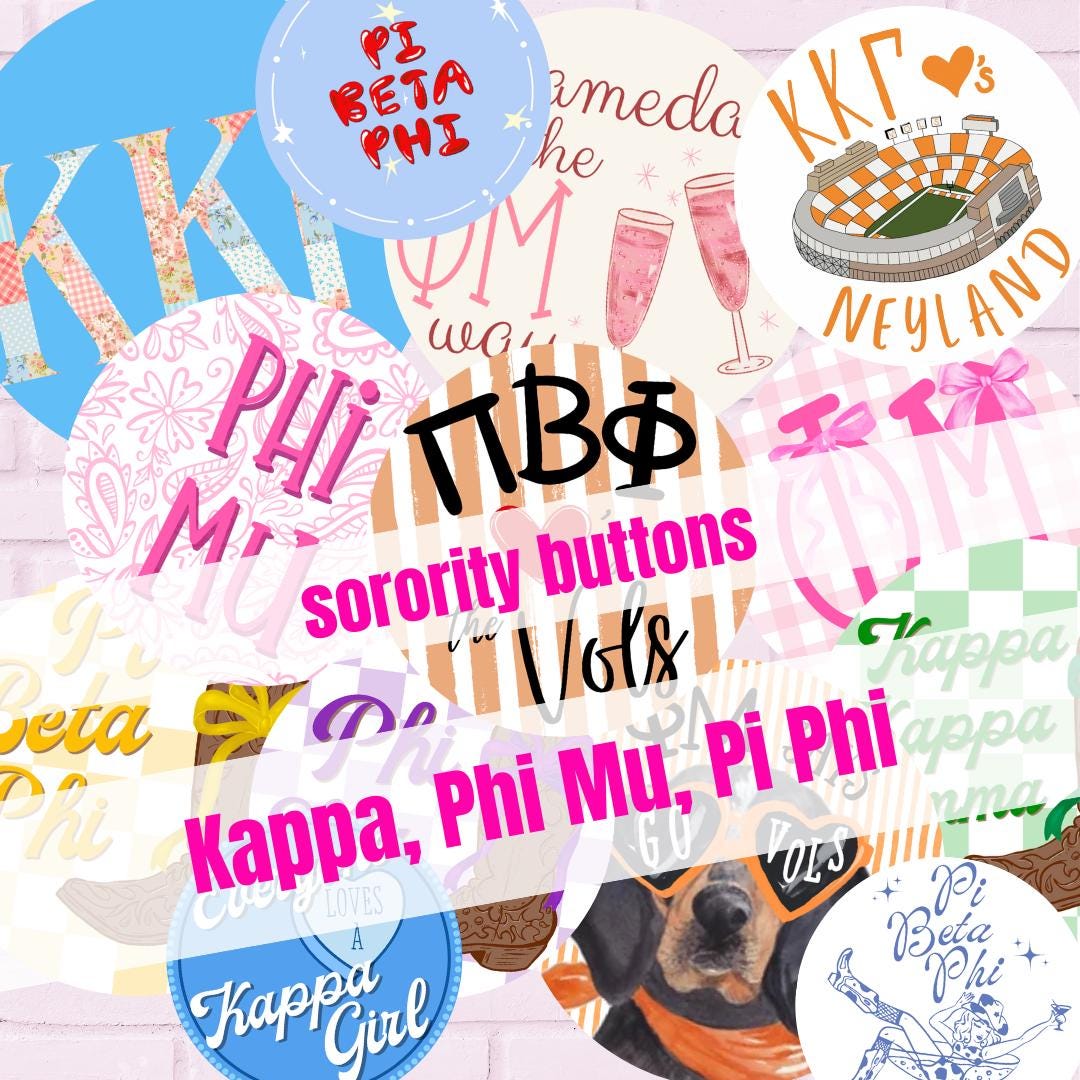 Sorority 3 Buttons Custom Sorority Buttons Gameday Buttons Kappa Kappa Gamma Phi Mu Pi Beta Phi ...