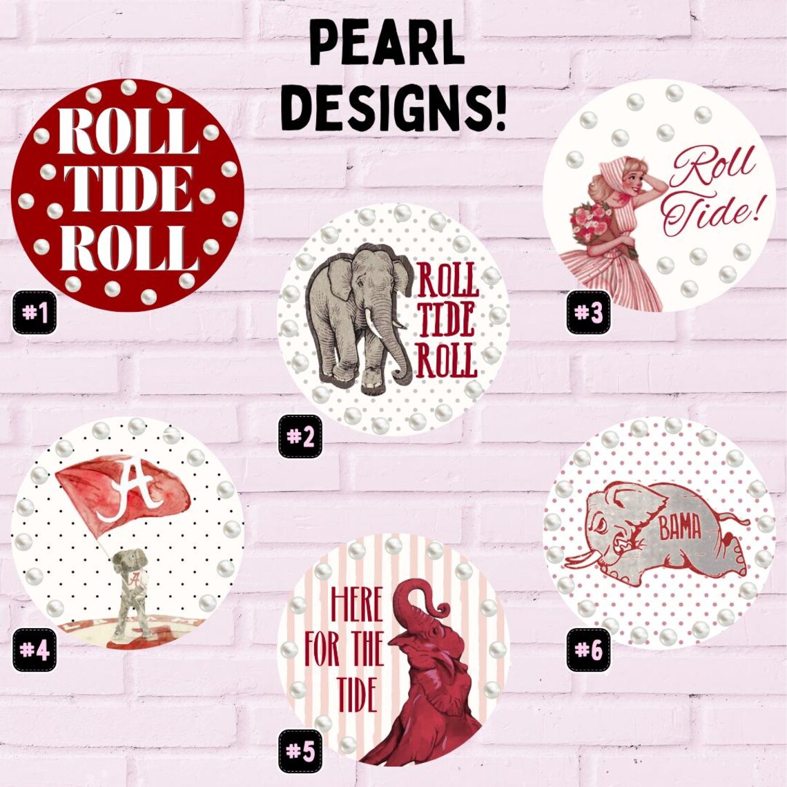 Alabama Crimson Tide 3" Gameday Buttons | Pearl Designed Buttons - Etsy