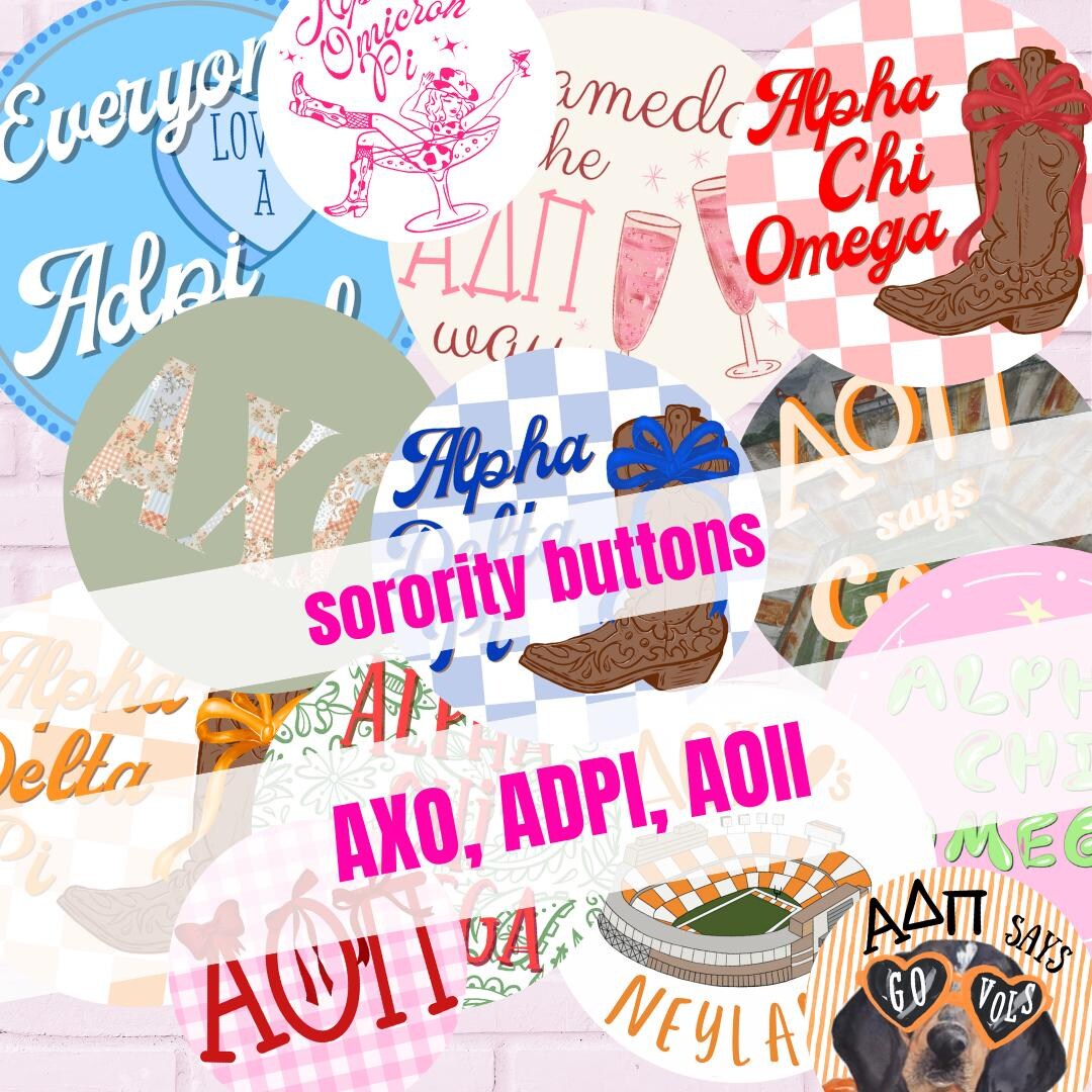 Sorority 3 Buttons Custom Sorority Buttons Gameday Buttons Alpha Chi ...