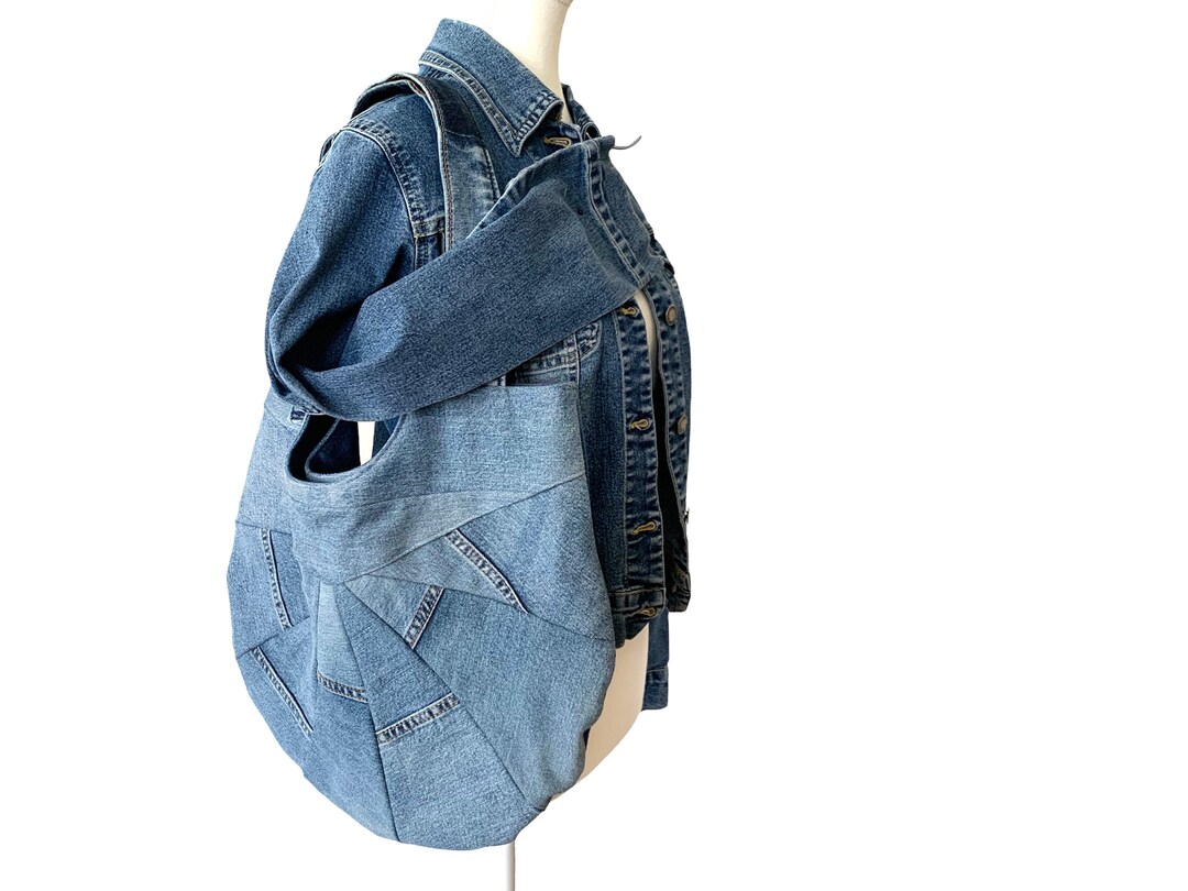 Recycled Levi Jeans Tote Bag, Denim Round Purse, Sustainable, Eco ...