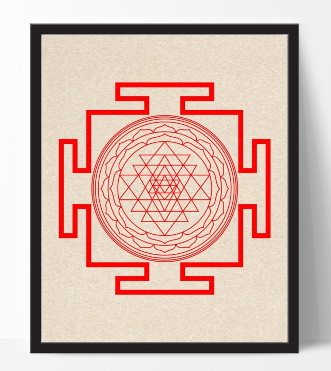 Sri Yantra Print, Red Print, Shree Yantra Print, Brown Paper Print ...