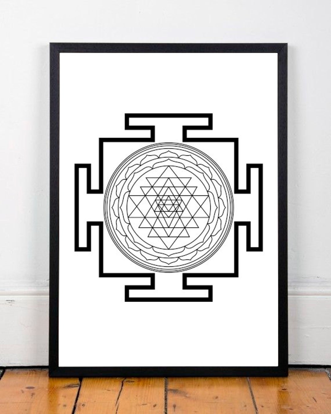 Sri Yantra Print, Monochrome Print, Shree Yantra Print, Black Print ...