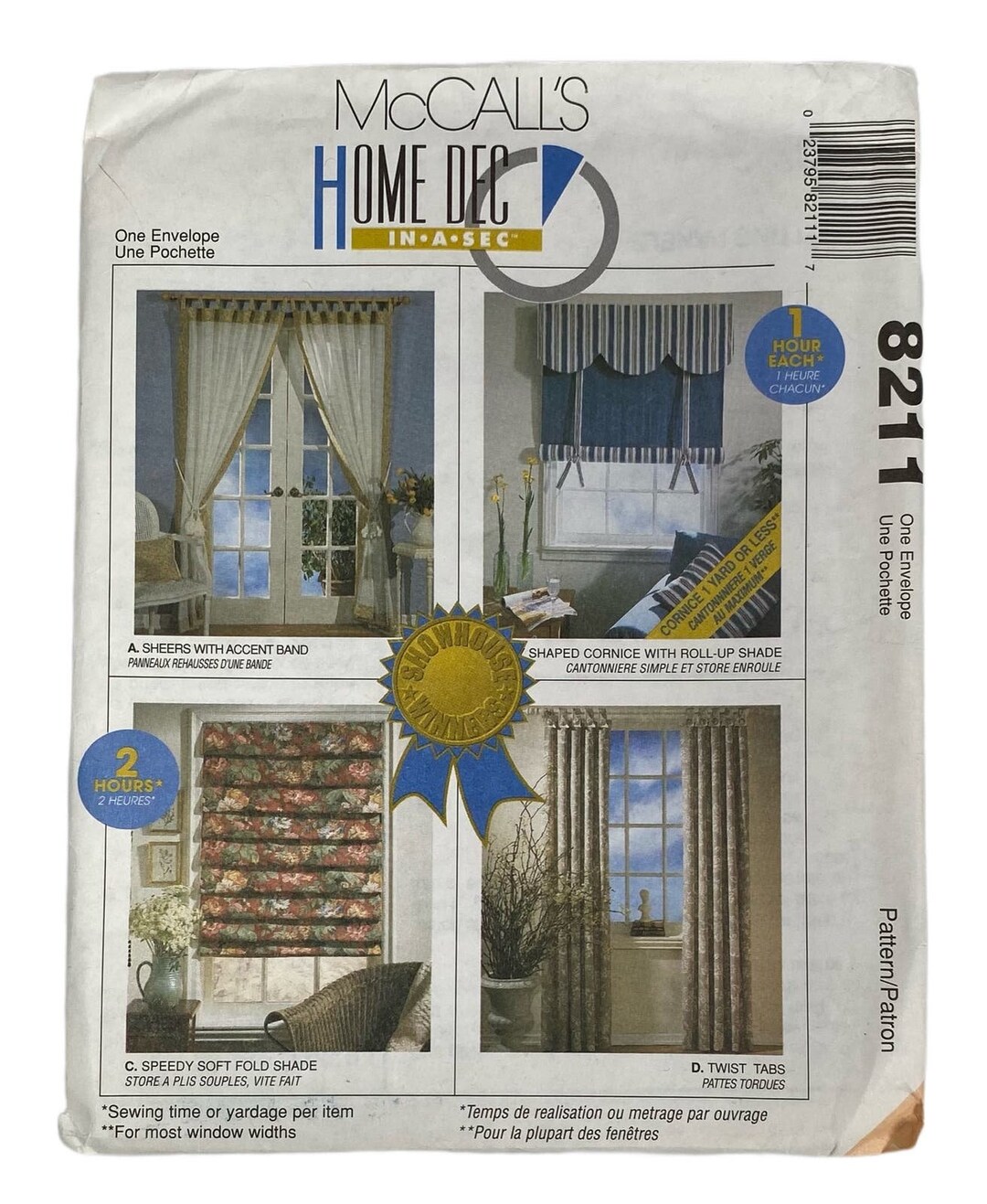 Mccall’s Home Decor in A Sec Uncut Shade Cornice Twist Tab Curtain ...