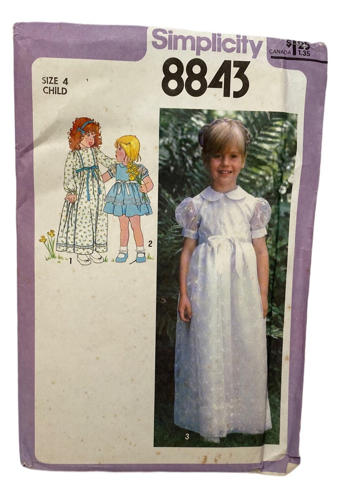 Vintage Simplicity Girl’s Dress Pattern #8843 Size 4 - Etsy
