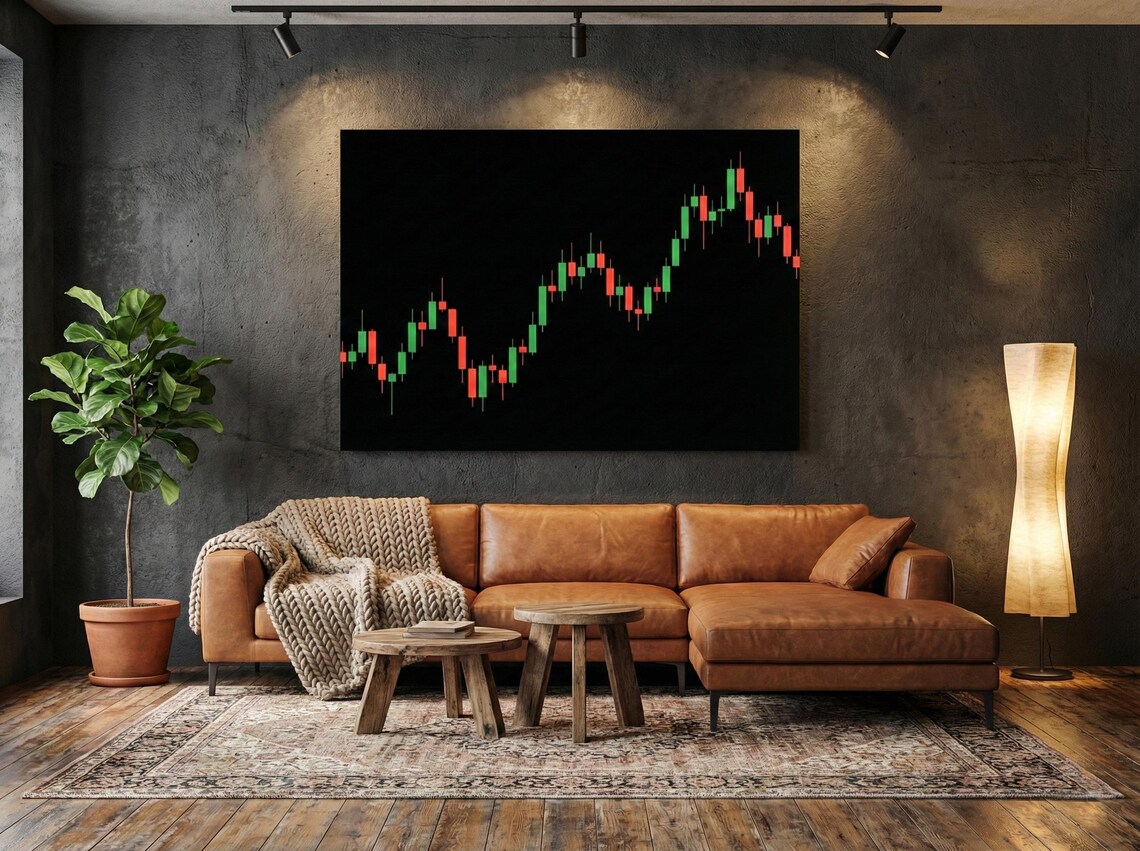 Stock Market Chart Canvas Wall Art, Trading Candlestick Graph Print ...