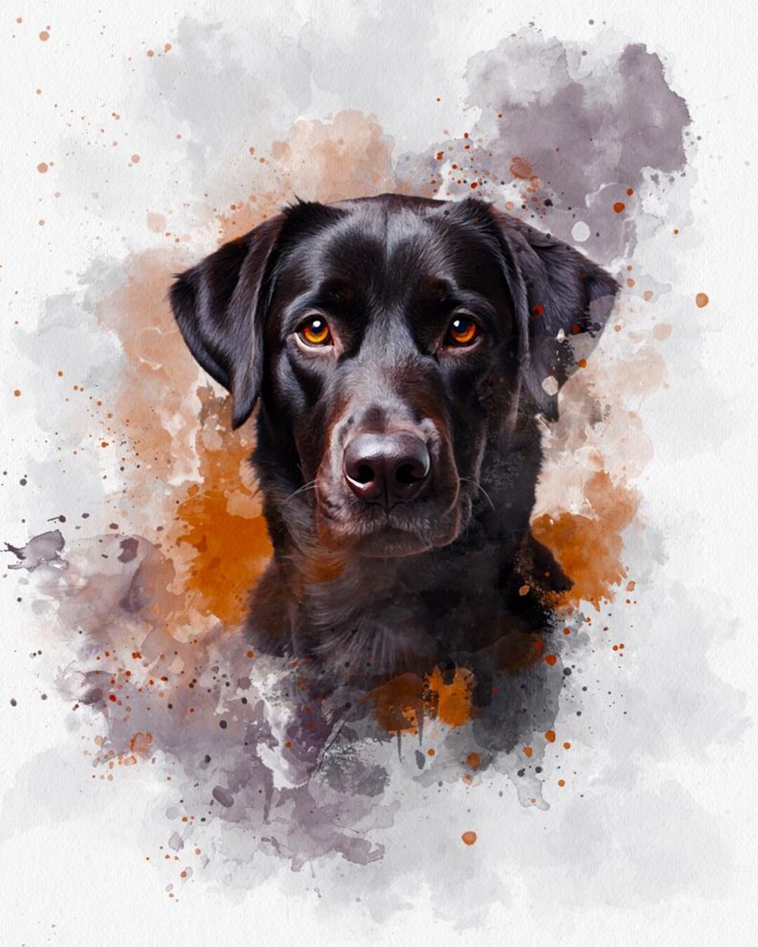 Custom Dog Portrait From Your Photo - Personalized Digital Watercolor ...