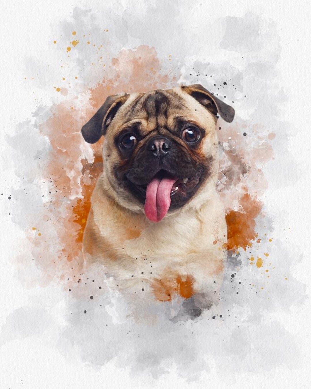 Pet Portrait From Photo, Custom Dog Print on Canvas, Digital Watercolor ...