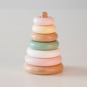 Montessori Pastel Color Stacker, Wooden Calming Stacking Toy, Pyramid ...