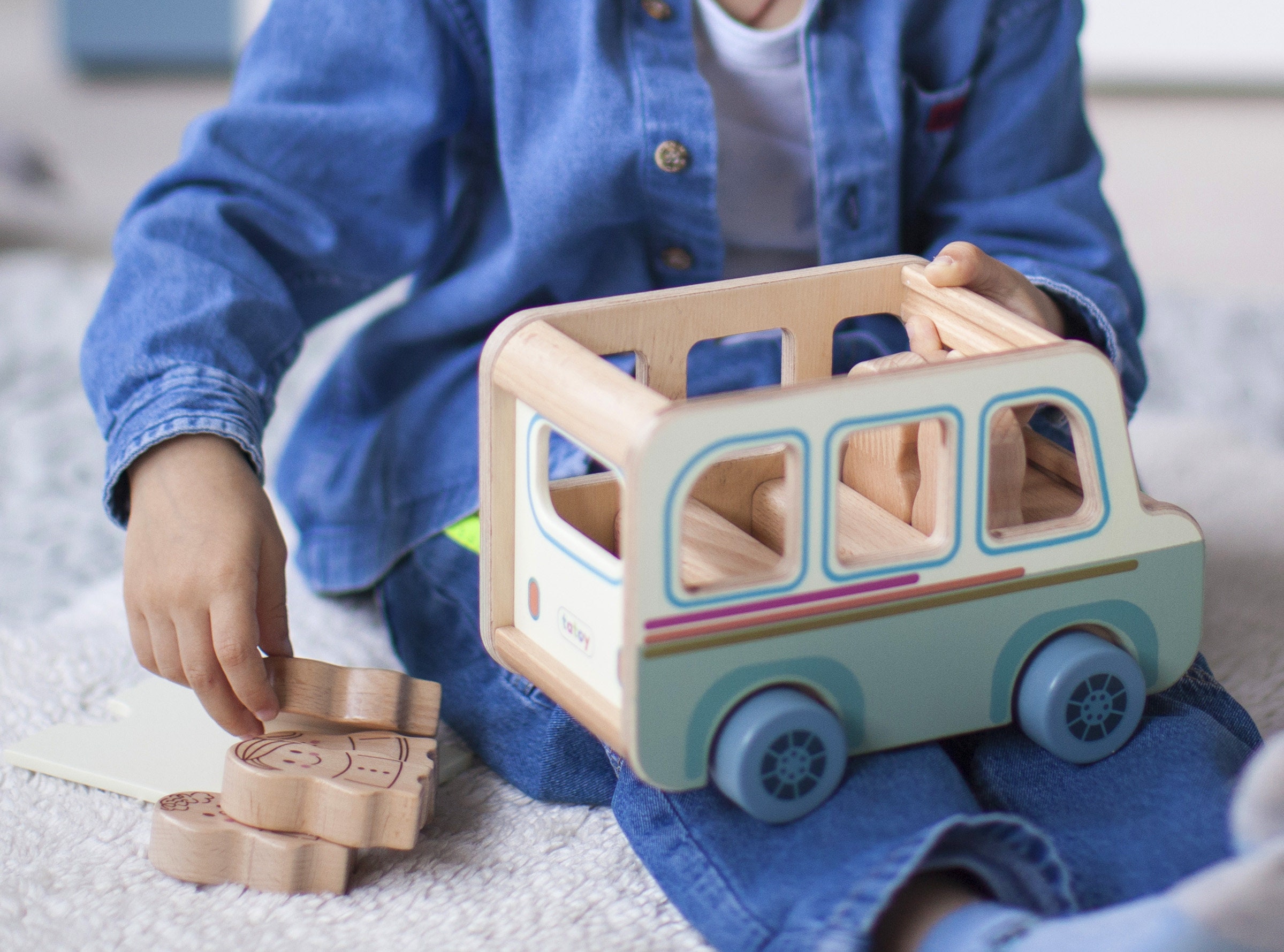 Wooden School Bus Toy With Passengers, Kids Bus Toy, Wooden Bus Toy ...