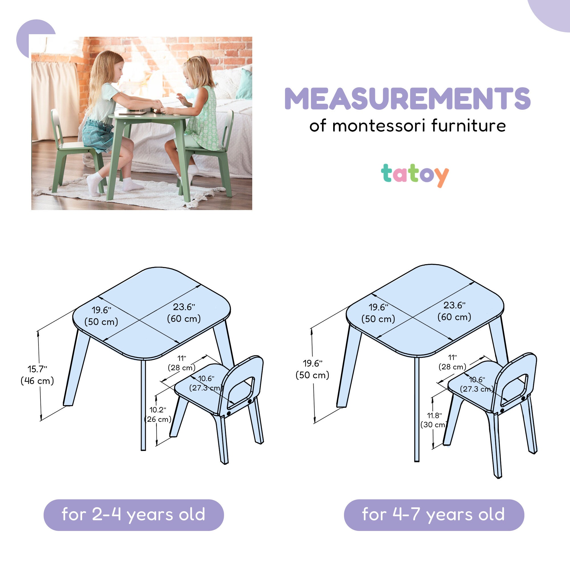 Toddler Table Chair, Kids Play Table, Preschool Table Set, Montessori ...