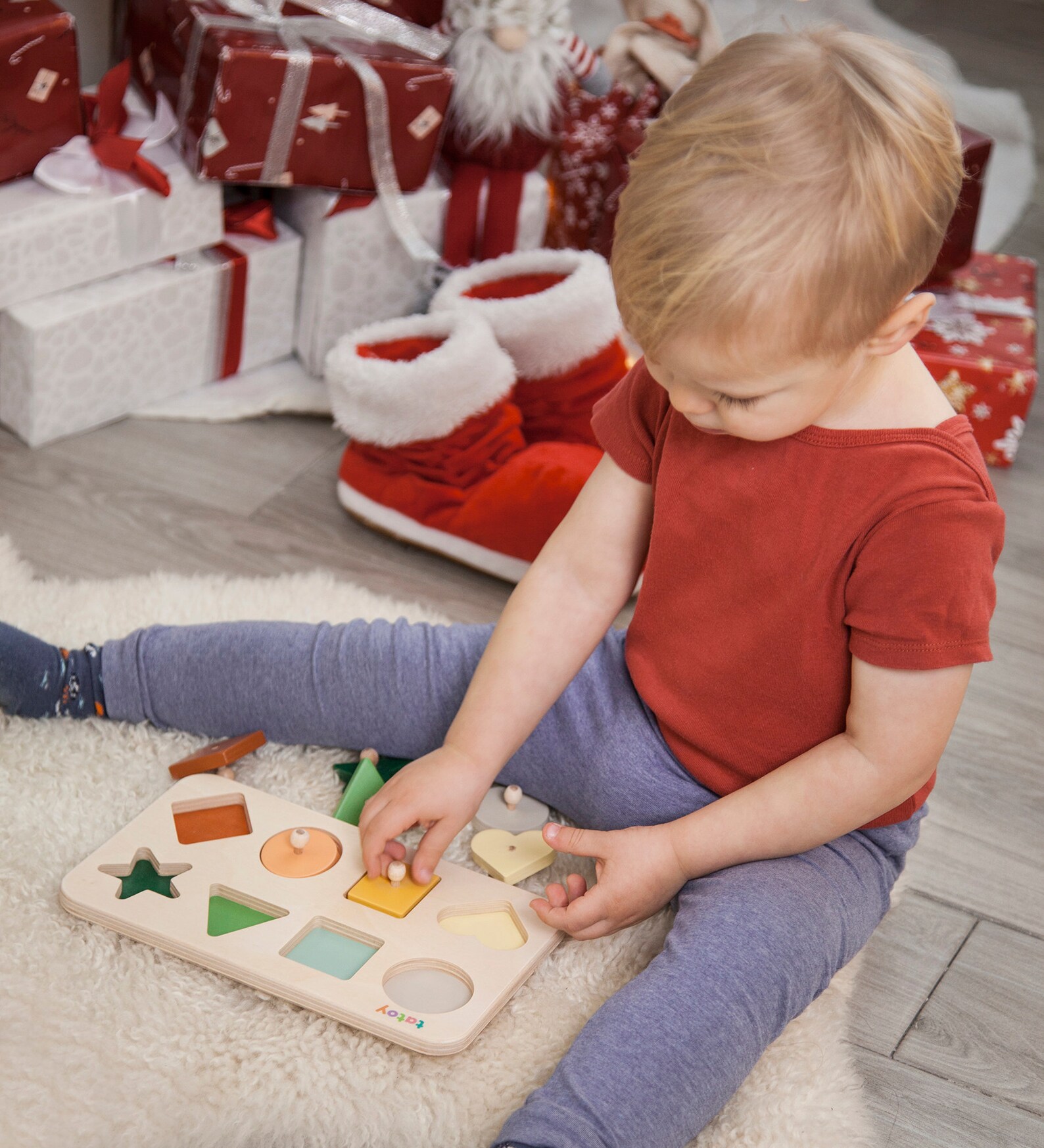 Shape Sorting Natural Wood Toy, Wooden Shape Color Sorter, Gifts for ...