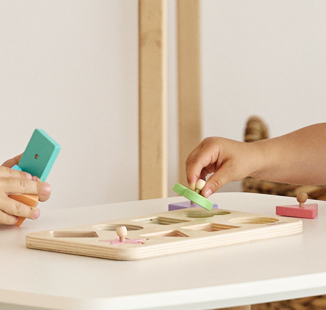 Shape Sorting Toy Wooden Shape Sorter Color Sorting Toy - Etsy