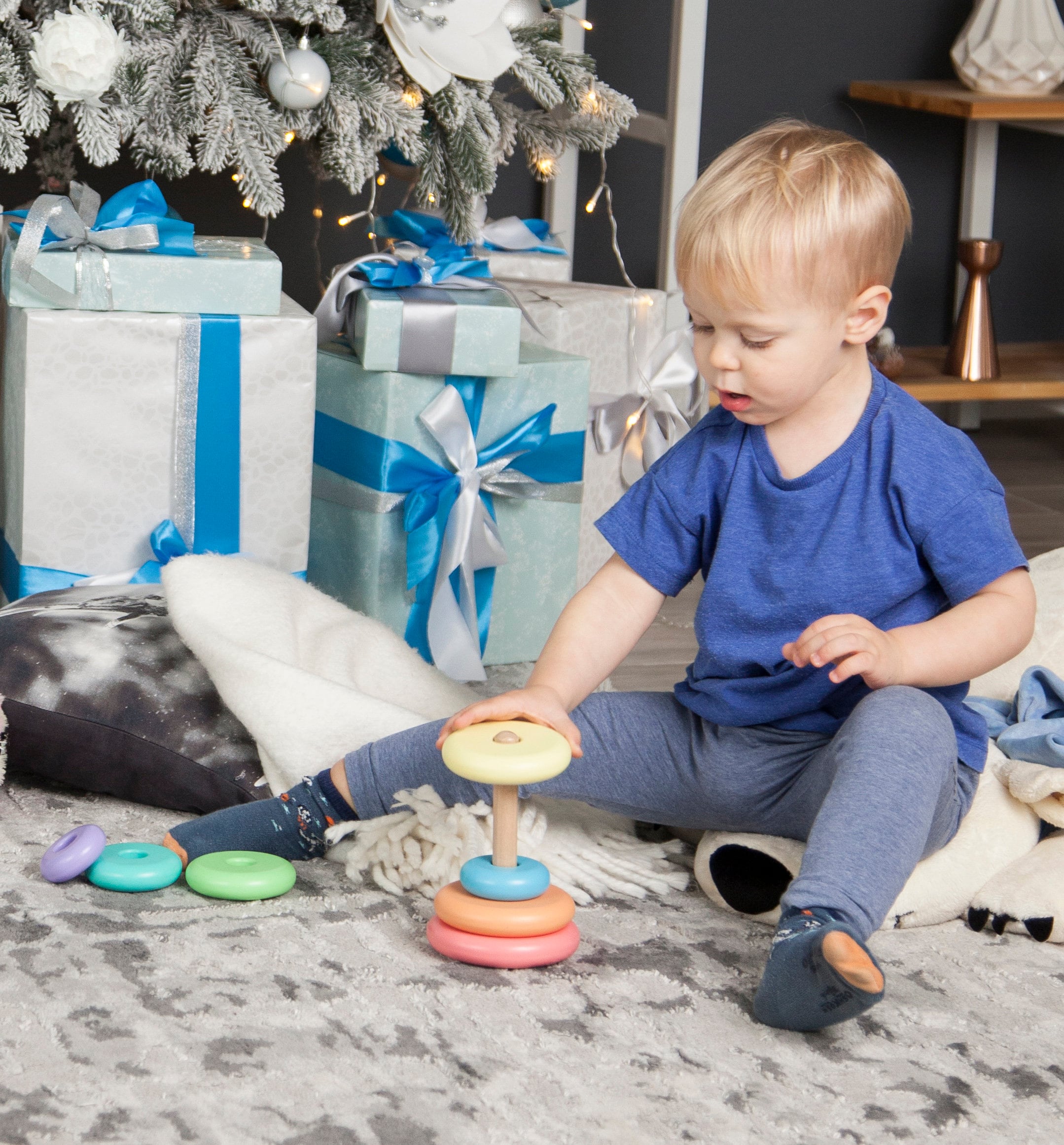 Pyramid Stacking Toy Natural Wood Toy Color Sorting Toy - Etsy
