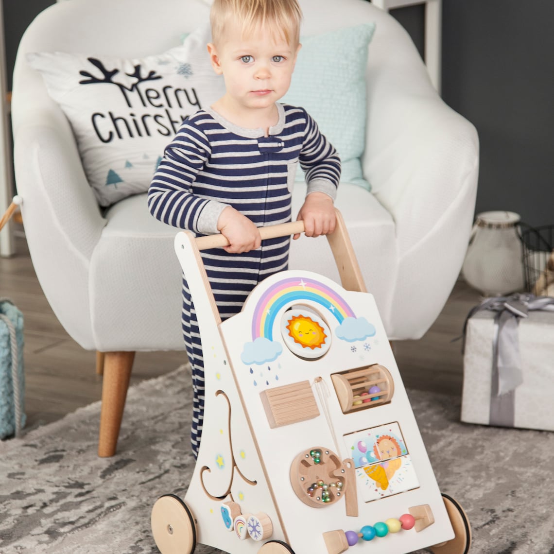 Baby Push Walker, Travel Busy Board, Wooden Push Toy, Pull Toy for Kids ...