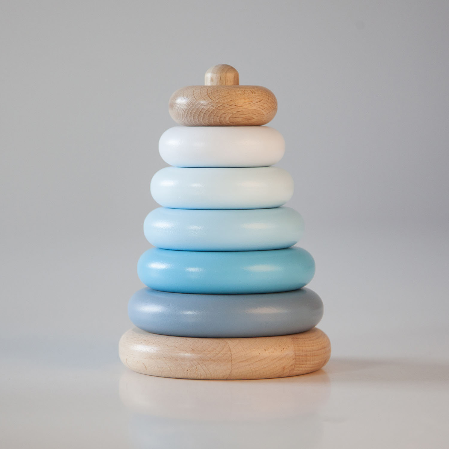 Blue Pyramid Stacking Toy, Development Toys, Natural Wood Toy, Color ...