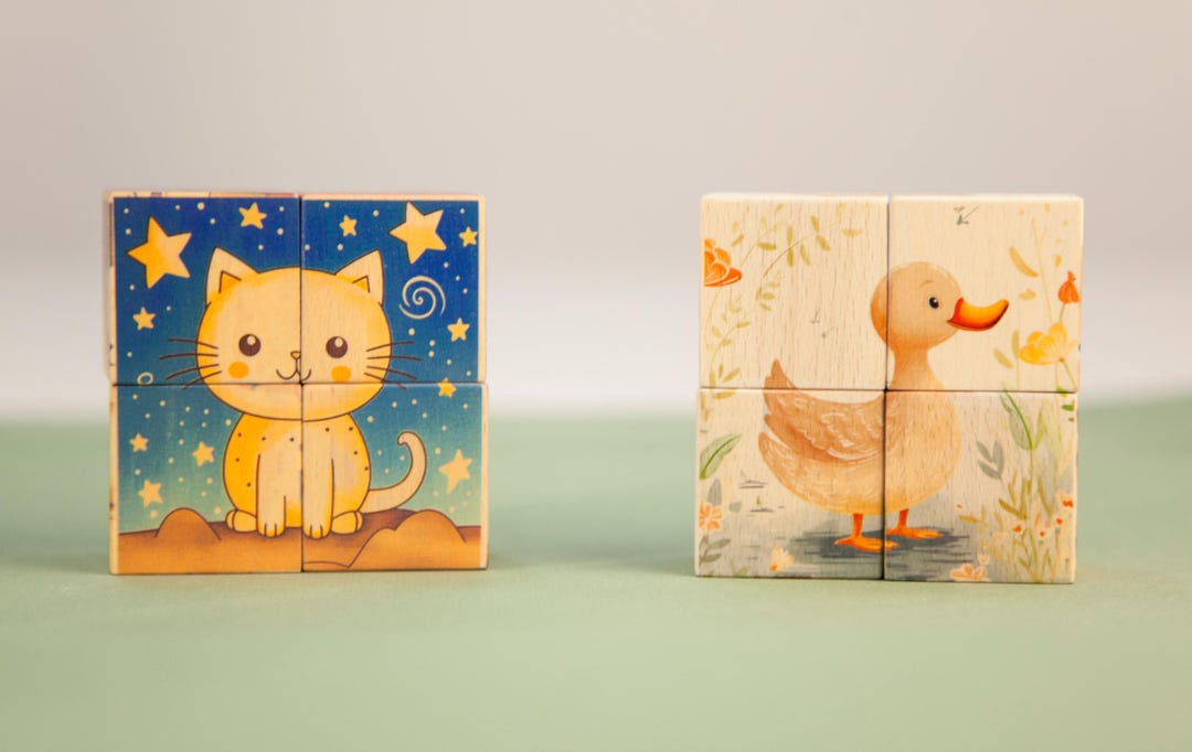 Baby Blocks Set With Animals, Gender-neutral Toddler Gift, Welcome Baby ...