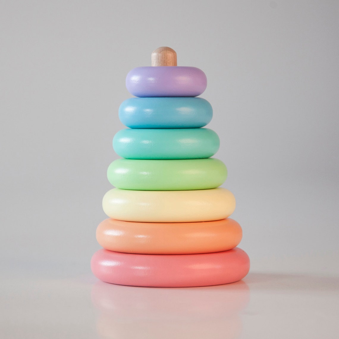 Pyramid Stacking Toy Natural Wood Toy Color Sorting Toy - Etsy